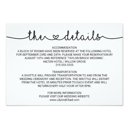 Wedding Details Card Wording Examples Jenniemarieweddings